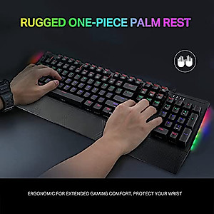 Mechanical Keyboard, Mechanical Gaming Keyboard 104 Keys Keyboard Gaming, Wired Keyboard Mechanical with Rainbow Backlit & RGB LED Side Light, Keyboard with Red Switches for Windows Gaming PC