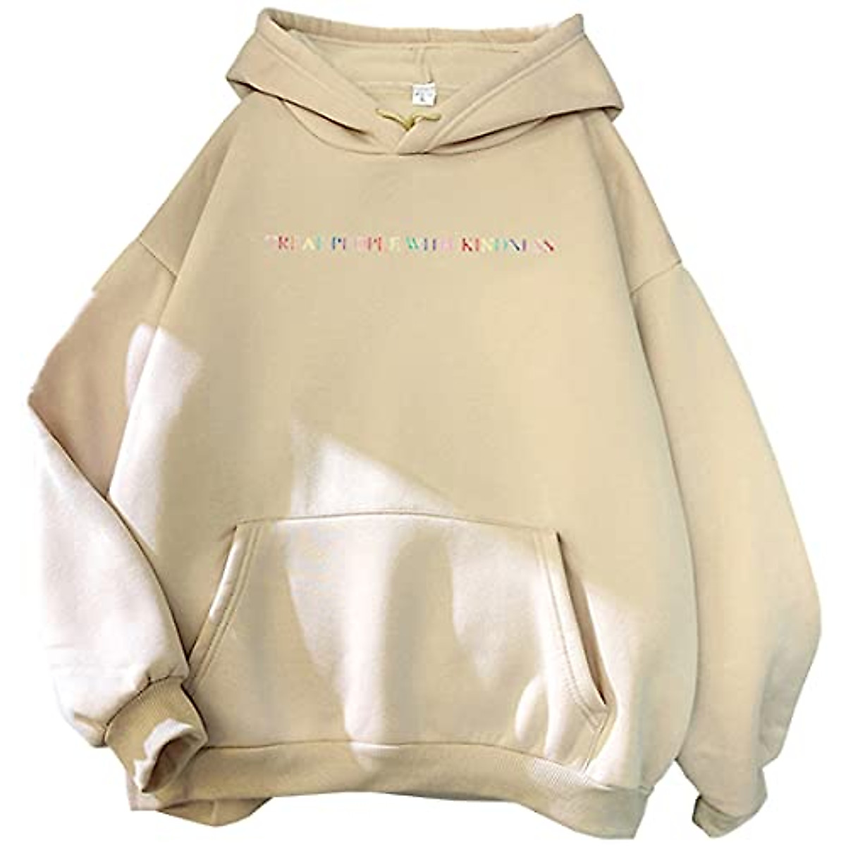 EMILYLE Unisex Hoodie TREAT PEOPLE WITH KINDNESS Theme Sweatshirt Colorful Pullover For Men Women(khaki-1,2XL)