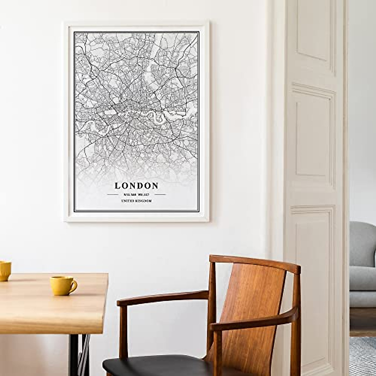 Dear Mapper London United Kingdom View Abstract Road Modern Map Art Minimalist Painting Black and White Canvas Line Art Print Poster Art Print Poster Home Decor (Set of 3 Unframed) (16x24inch)