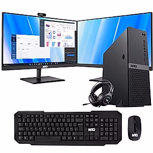 Computer Desktop PC MTG Aurora - Intel Core i7 4th Gen, 8GB Ram DDR4, 256GB Nvme, MTG Dual 22 Inch Monitor, MTG Wireless Keyboard Mouse, RGB Headphone, Webcam, Win 10 Home