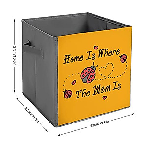 Ladybird Home is Where The Mom is Canvas Collapsible Storage Bins Cube Organizer Baskets with Handles for Home Office Car