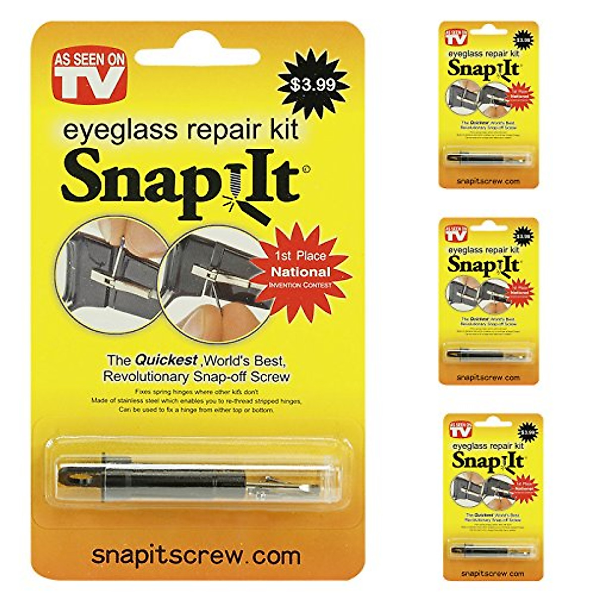Set of 3 Snap It Eyeglass Repair Kits - As Seen On TV - One for Home, Work & Travel! by Glasses Accessories