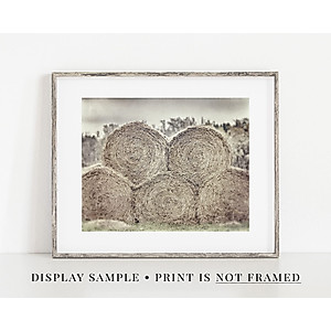 Lisa Russo Fine Art - Farmhouse Wall Decor Hay Bales Photo Print - Not Framed - Neutral Beige, Tan (8x10 Print Only)