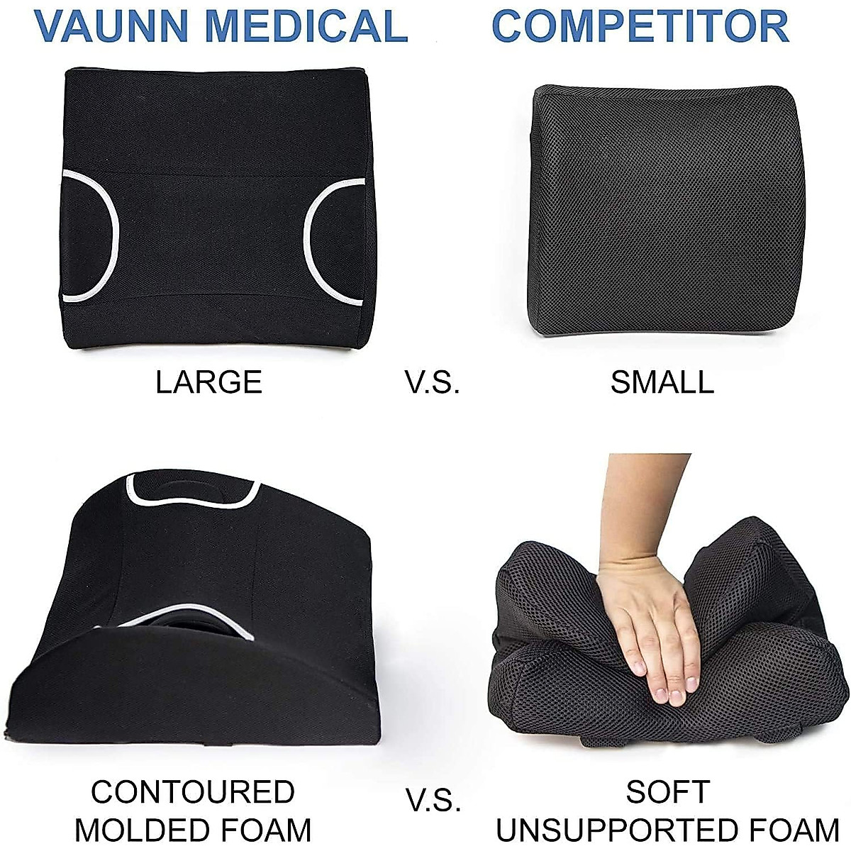 Vaunn Medical Seat Cushion, Lumbar Support Pillow for Office Chair with Removable Firm Insert