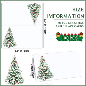 Fumete 100 Set Rustic Christmas Place Cards Name Cards for Table Holiday Place Cards with Christmas Tree Xmas Tree Christmas Light for Holiday Dinner Brunch Party or Any Occasion Party Decoration