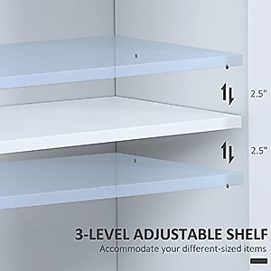 HOMCOM Modern Kitchen Sideboard, Buffet Cabinet with 2 Storage Cupboard, Glass Doors for Living Room, Bedroom, White