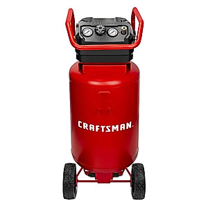 Craftsman Air Compressor, 20 Gallon Oil-Free 1.8 HP Max 175 PSI Pressure Two Quick Couplers Big Capacity, Red- CMXECXA0232043