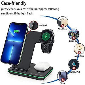 Wireless Charger, 3 in 1 Qi Certified 15W Fast Wireless Charging Station for Apple iWatch Series 7/SE/6/5/4/3/2,AirPods 2/Pro, Compatible for iPhone 13/12/11 Series/XS MAX/XR/XS/X/8/8 Plus/Samsung