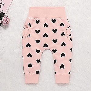 Dimoybabe Baby Girl Clothes Toddler Fall Winter Outfits Set Long Sleeve Ruffle Shirts Tops + Pant + Headband 3pcs 0-6 Months, Pink, Black