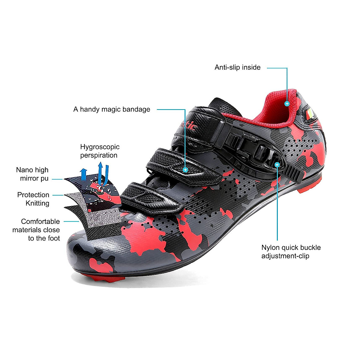 Santic Cycling Shoes Unisex Bike Shoes Look Delta Cycling Shoes Suitable for Men & Women Cycling Exercise