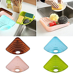 NPLE--Bathroom Kitchen Tool Sink Corner Storage Rack Sponge Holder Wall Suction Cup