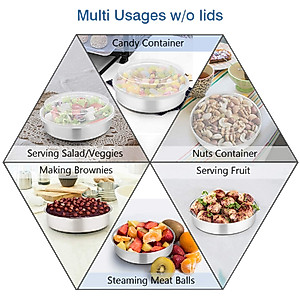 TeamFar 8 Inch Cake Pan, Stainless Steel Tiers Round Baking Cake Pans with Lids, Healthy & Heavy Duty, Dishwasher Safe & Easy Clean, Mirror Polish & Smooth Edge, Set of 4 (2 Pans + 2 Lids)