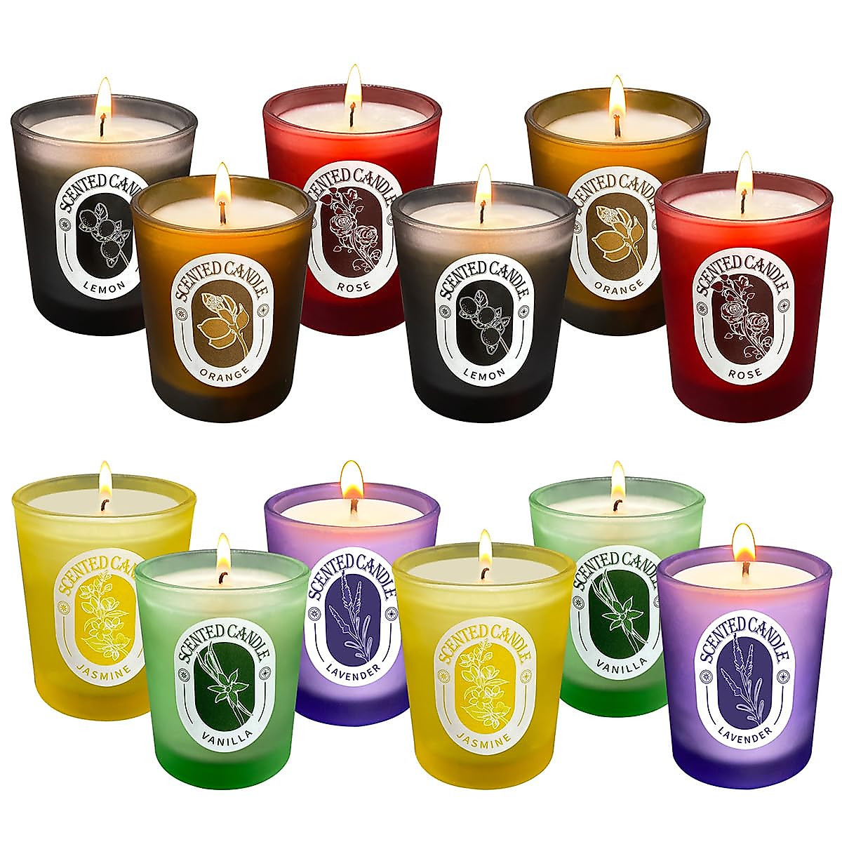 Scented Candles Gift Set of 12 Pack, Glass Jar Candles for 6 Scented, Long Lasting Soy Wax Aromatherapy Candle Set, Best Gifts with Gift Box for Every One