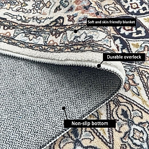 WuFulon Washable Runner Rug - 2x6 Hallway Rug Kitchen Runner Non-Slip Throw Thin Bedroom Rugs Laundry Room Rug Runner Oriental Distressed Print Carpet Runner for Entrance Bathroom Living Room