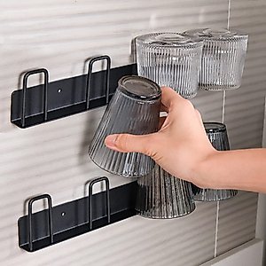 HQahnekme Mug Holder (2pcs) - Wall-Mounted Storage Hooks, Metal, 4 Cup Holders, Max 10kg Load, for Kitchen, Living Room, Office