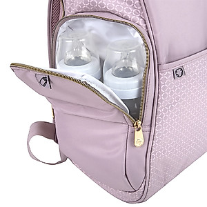 Fisher-Price Fastfinder Gemma Diaper Bag Backpack with Portable Changing Pad, Wipes Dispenser (Pink)