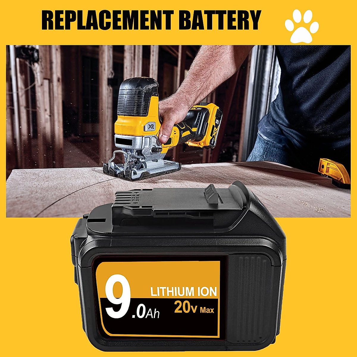 liangjia 2 Packs Upgraded 9.0Ah 20V Max Lithium-ion Replacement Battery Compatible with De-Walt DCB200 Series Cordless Power Tools