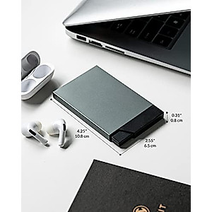 VULKIT Pop up Credit Card Holder Minimalist Metal Business Card Case RFID Blocking Front Pocket Wallet for Men or Women(Space Grey)