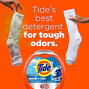 Tide Ultra OXI Power PODS with Odor Eliminators Laundry Detergent Pacs 63 Count For Visible and Invisible Dirt