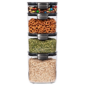Progressive International ProKeeper+ 4-Piece Clear Plastic Modular Airtight Pantry Food/Snack Kitchen Storage Organization Container Canister Set (PKS-4PC (4-Piece Set))
