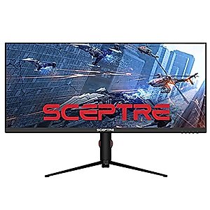 Sceptre 34" IPS UltraWide QHD 3440 x 1440 21:9 Gaming Monitor up to 144Hz DisplayPort HDMI 99% sRGB 1ms Height Adjustable Black 2021 (E345B-QUT168)