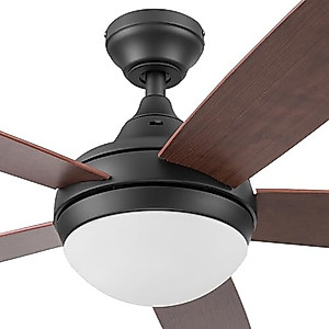 Prominence Home 80093-01 Ashby Ceiling Fan with Remote Control and Dimmable Integrated LED Light Frosted Fixture, 52" Contemporary Indoor, 5 Blades, Espresso Bronze