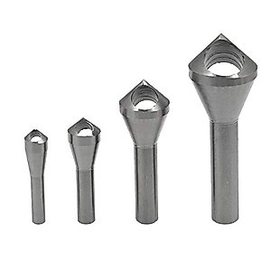 Bonsicoky 4PCS Countersink Chamfer Deburring Tool Set, High Speed Steel Hole Deburring Tool, Metal Wood Drill Bits for Wood, PVC Board, Aluminum, Insulation Board