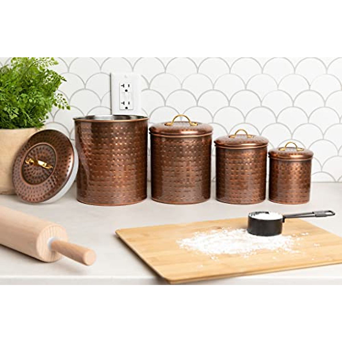 Old Dutch Canister (Set of 4), 4 quart/2 quart/1½ quart/1 quart, Antique Copper