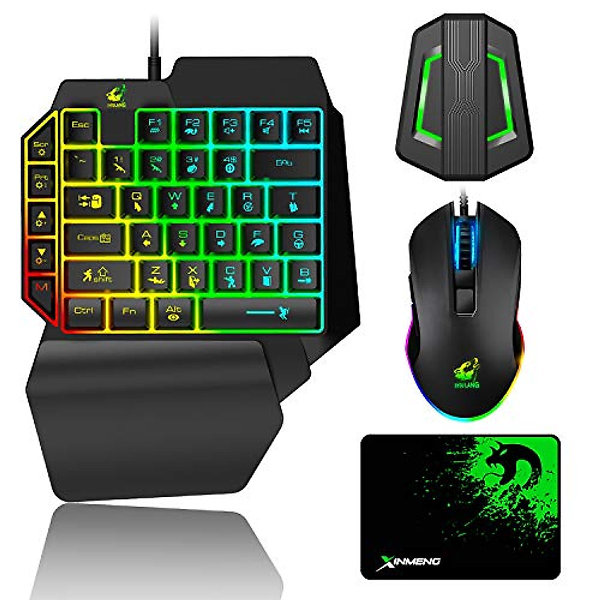 Gaming Keyboard and Mouse Combo, Wired 39 Keys Mechanical Feeling Rainbow LED Backlit Keyboard and RGB Gaming Mouse and LED Backlit Converter Compatible with PS4/Xbox One/Nintendo Switch/PS3 /PC
