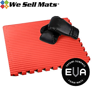 We Sell Mats 3/4 Inch Thick Martial Arts EVA Foam Exercise Mat, Tatami Pattern, Interlocking Floor Tiles for Home Gym, MMA, Anti-Fatigue Mats, 24 in x 24 in