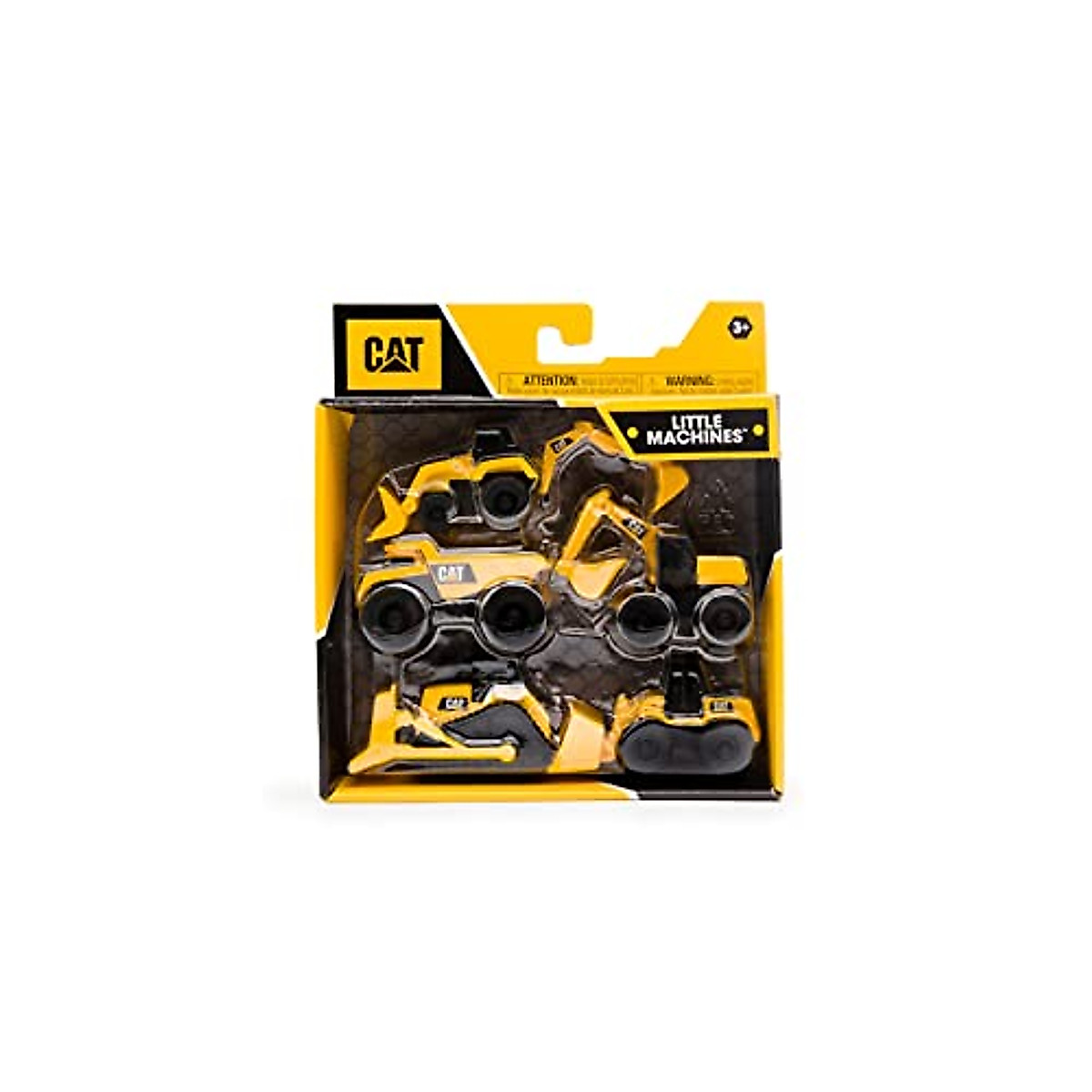CAT Construction Toys, Little Machines 5pk Truck Toy Set, Includes Dump Truck, Front Loader, Bulldozer, Backhoe, and Excavator Vehicles with Moving Parts, Cake Toppers Ages 3+