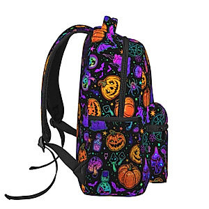 BoeHiop Halloween Pumpkins and Magical Elements Lightweight Laptop Backpack for Women Men College Bookbag Casual Daypack Travel Bag