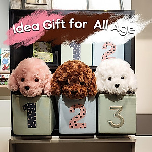 WEIGEDU Labradoodle Plush Toy, Fluffy Red Poodle Stuffed Animal, 12.6" - Perfect for Kids, Babies, Birthday