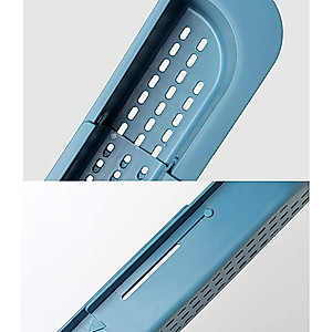 Telescopic Sink Storage Rack Holder Tray Expandable Drain Basket Rack Adjustable Sponge Soap Holder Drainer Sink Tray for Home Kitchen (BLUE)