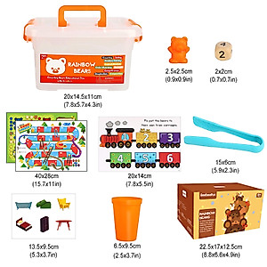 Counting Bears with Matching Sorting Cups,Rainbow Bear Counters with Activity Cards and Storage Box,Montessori Educational Counting and Sorting Toys,Fun Math Manipulative for Preschool Learning