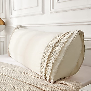 Beige Tassel Body Pillow Cover 20x54 inches Boho Chic Macrame Tassel Decor Body Pillow Case Cover with Pocket Closure(Body,Beige Tassel)