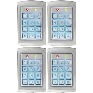 Seco-Larm SK-1323-SDQ Pack of 4 Enforcer Sealed Housing Weatherproof Stand-Alone Digital Access Keypads; 12-24 VAC/VDC Operation; 2 Multi-Colored Status LEDs; Backlit Keys