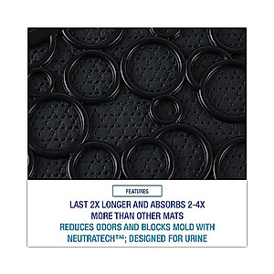 Boardwalk CMBB Commode Mat 2.0, Absorbant, Rubber, 22 x 22, Black, 6/Carton