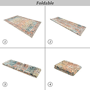 Valenrug Washable Rug 8x10 - Ultra-Thin Antique Collection Area Rug, Stain Resistant Rugs for Living Room Bedroom, Distressed Vintage Rug(Matte Gradient, 8'x10')