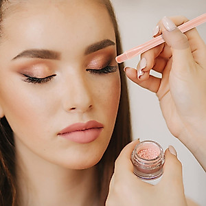 Molain Retractable Makeup Brush, 4 in 1 Portable Travel Lip Brush, Highlight Brush, Eyeshadow Brush, Foundation Blending Powder Brush Mini Facial Cosmetic Makeup Brush Set (Pink)