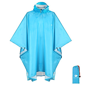 ANYOO Hooded Rain Poncho for Adults Waterproof Lightweight Rain Coats for Men Women Reusable Rain Jacket for Emergency Camping Outdoor Activities