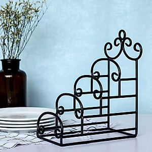 MyGift 4-Tier Vintage-Style Metal Scrollwork Plate Display Stand