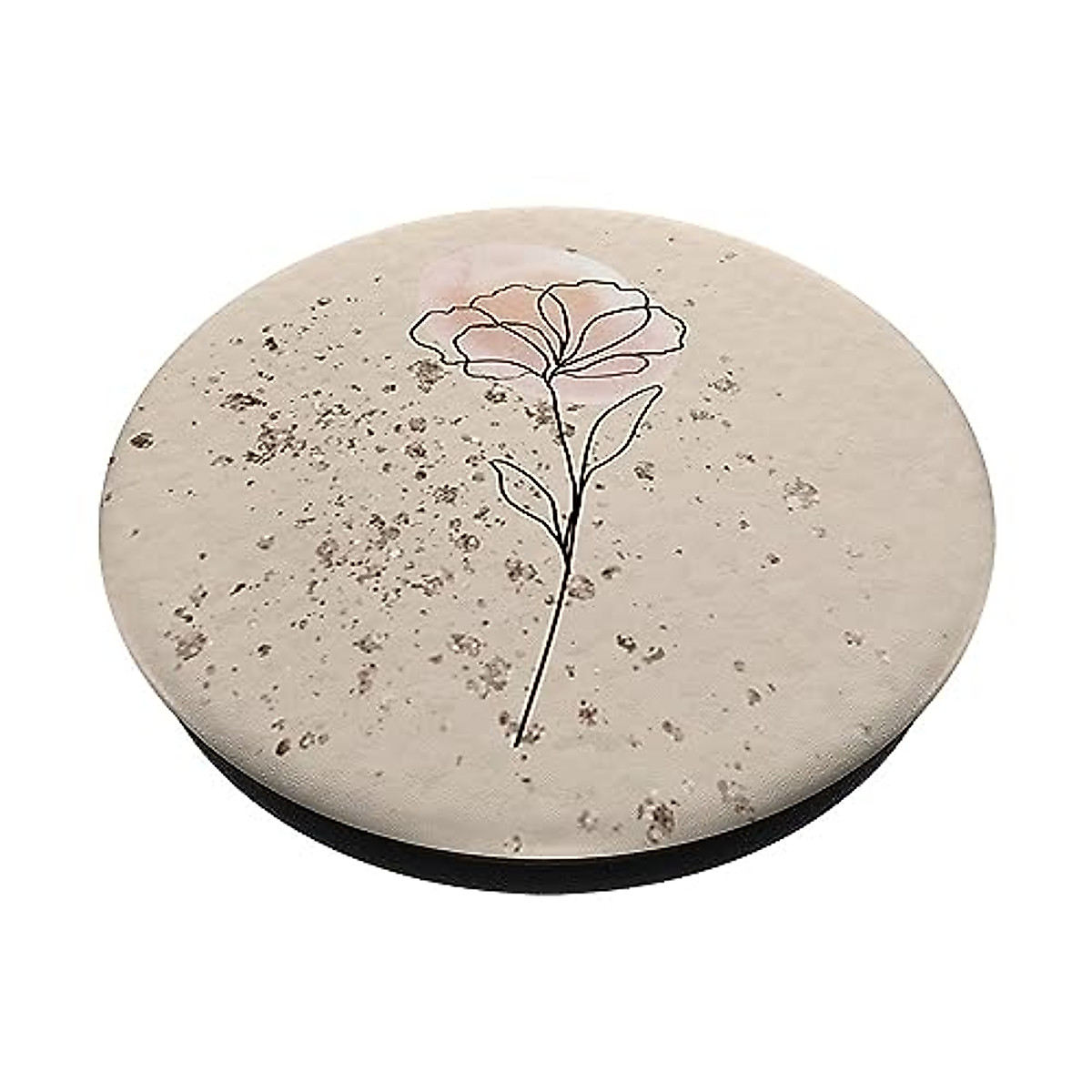 Abstract Line Art Boho Poppy Flower Minimalistic Beige PopSockets Standard PopGrip