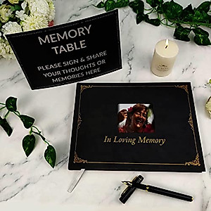 1 Set Funeral Guest Book, Memorial Guest Book Comes with Memory Table Card, Leather Guest Book for Funeral, Celebration of Life Guest Book, Funeral Guest Book for Memorial Service, Memorial Book