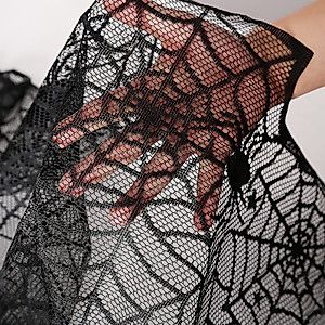 Black Halloween Table Runner Decor: Spider Web Black Table Linens 2 Packs 18 x 72 Inches Lace Runners for Halloween Party Dinner Fireplace Supplies