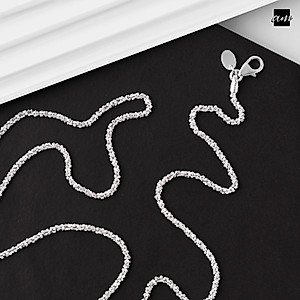 Amberta Italian 925 Sterling Silver Diamond Chain for Women - 1.7 mm Snow/Rock Silver Chain Necklace: 18 inch/ 45 cm Silver Choker Necklace