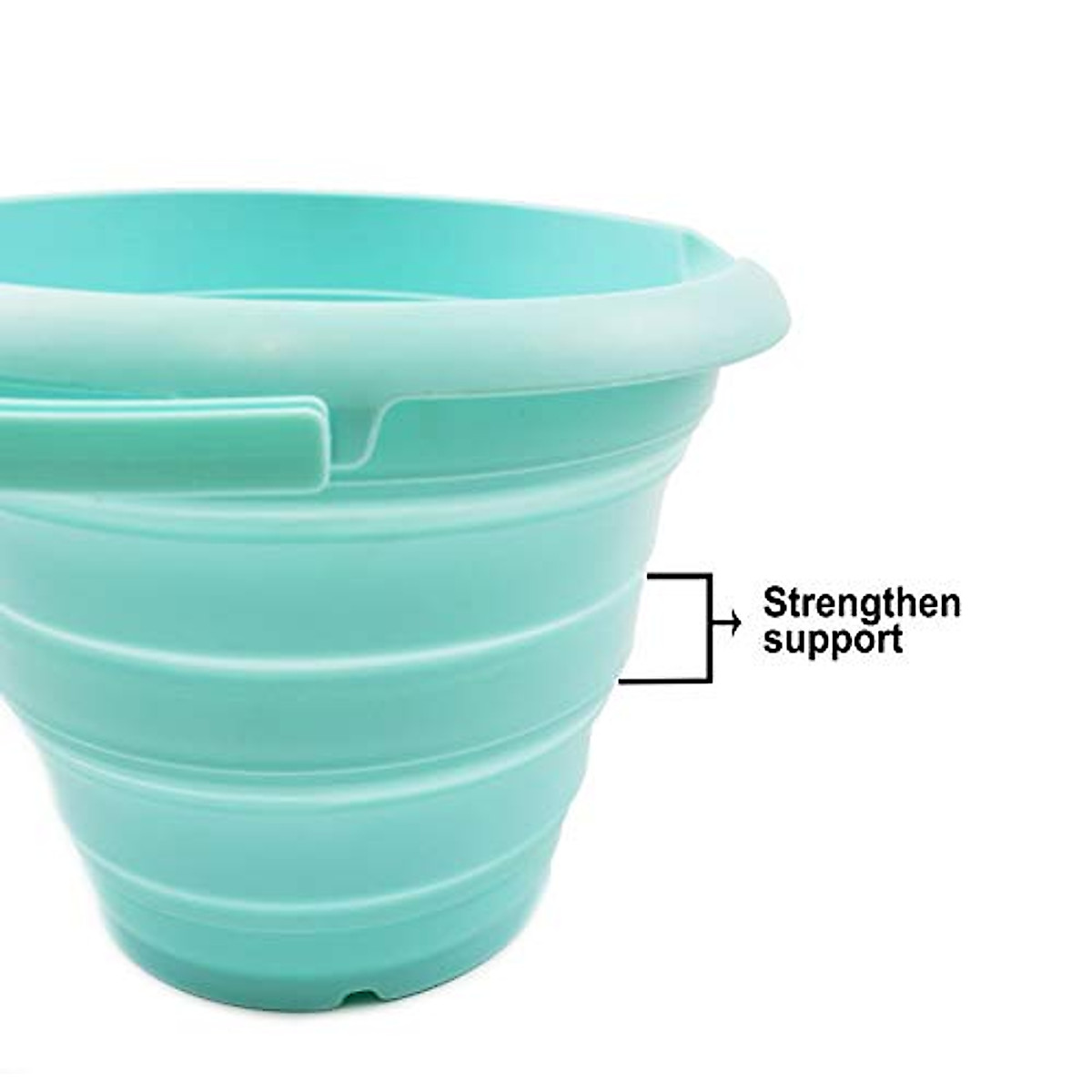 SAMMART Set of 2 - 5L (1.32Gallon) Collapsible Fishing Bucke - Foldable Round Tub - Portable Plastic Water Pail - Space Saving Outdoor Waterpot (2, Lake Green)