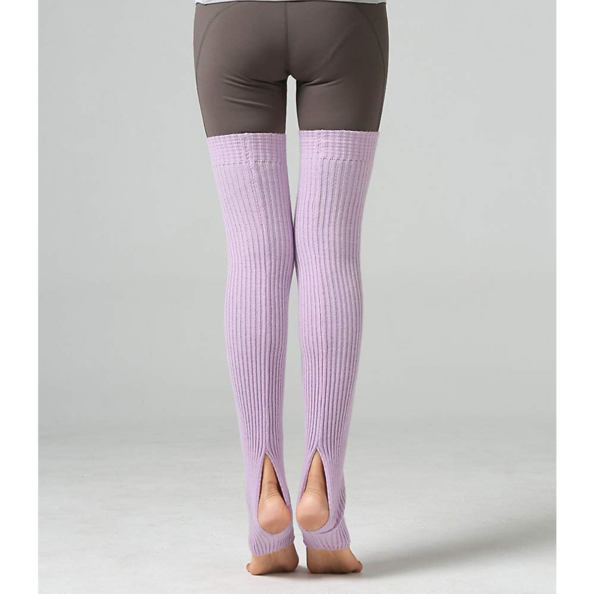 CHUNG Women's Over Knee Thigh High Warm Leg Warmers Stirrup Thermal 80s Long Socks Yoga Ballet Dance-Lavender