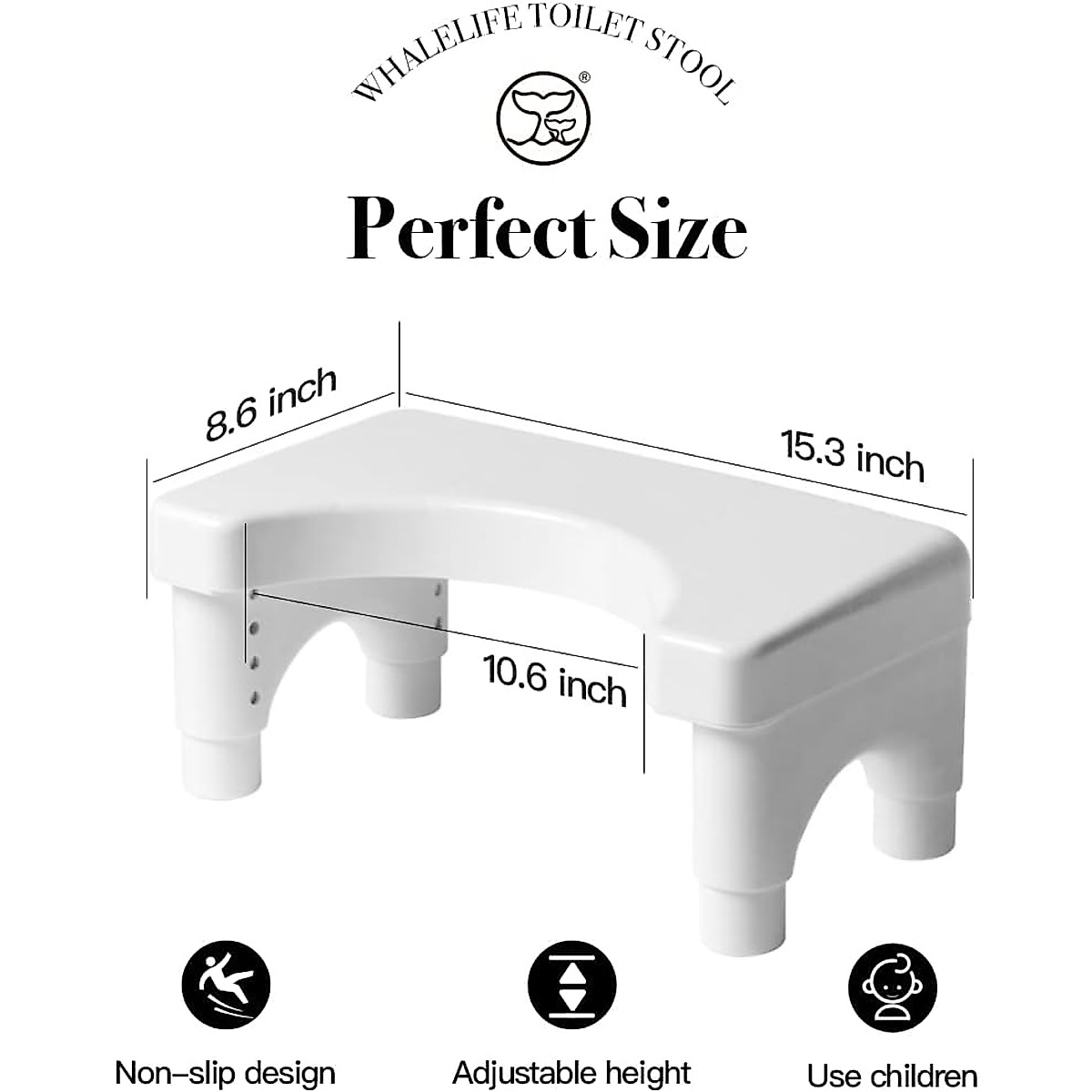 Toilet Stool,Poop Stool Adult for Bathroom Toilet Stool Squat Adult (White, Plastic Feet)