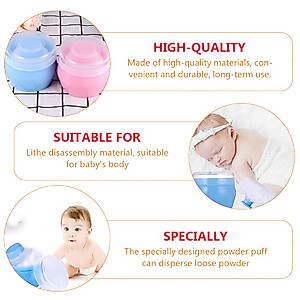 2pcs Puff with Case Empty Body Container Dispenser Case Large Puff with Sifter and Puffs for Body Home and Travel Use Blue